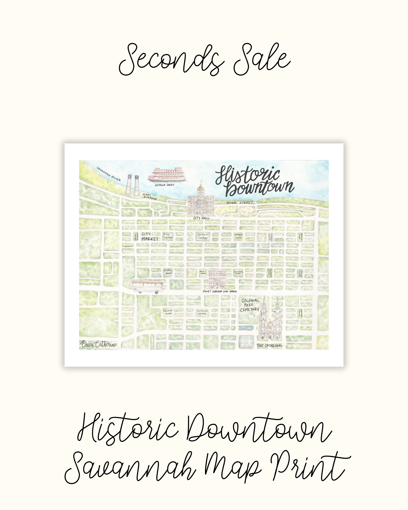 Historic Downtown Savannah Map Print - Seconds Sale – Erica Catherine