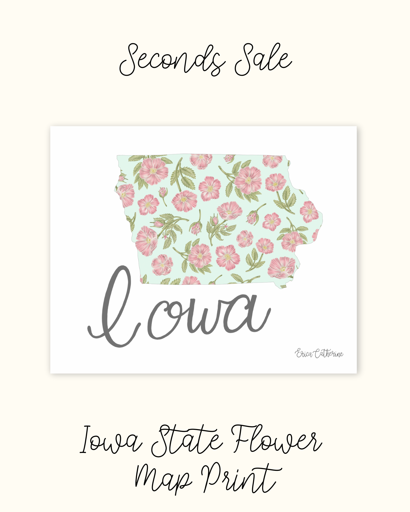 Iowa State Flower Map Print - Seconds Sale – Erica Catherine