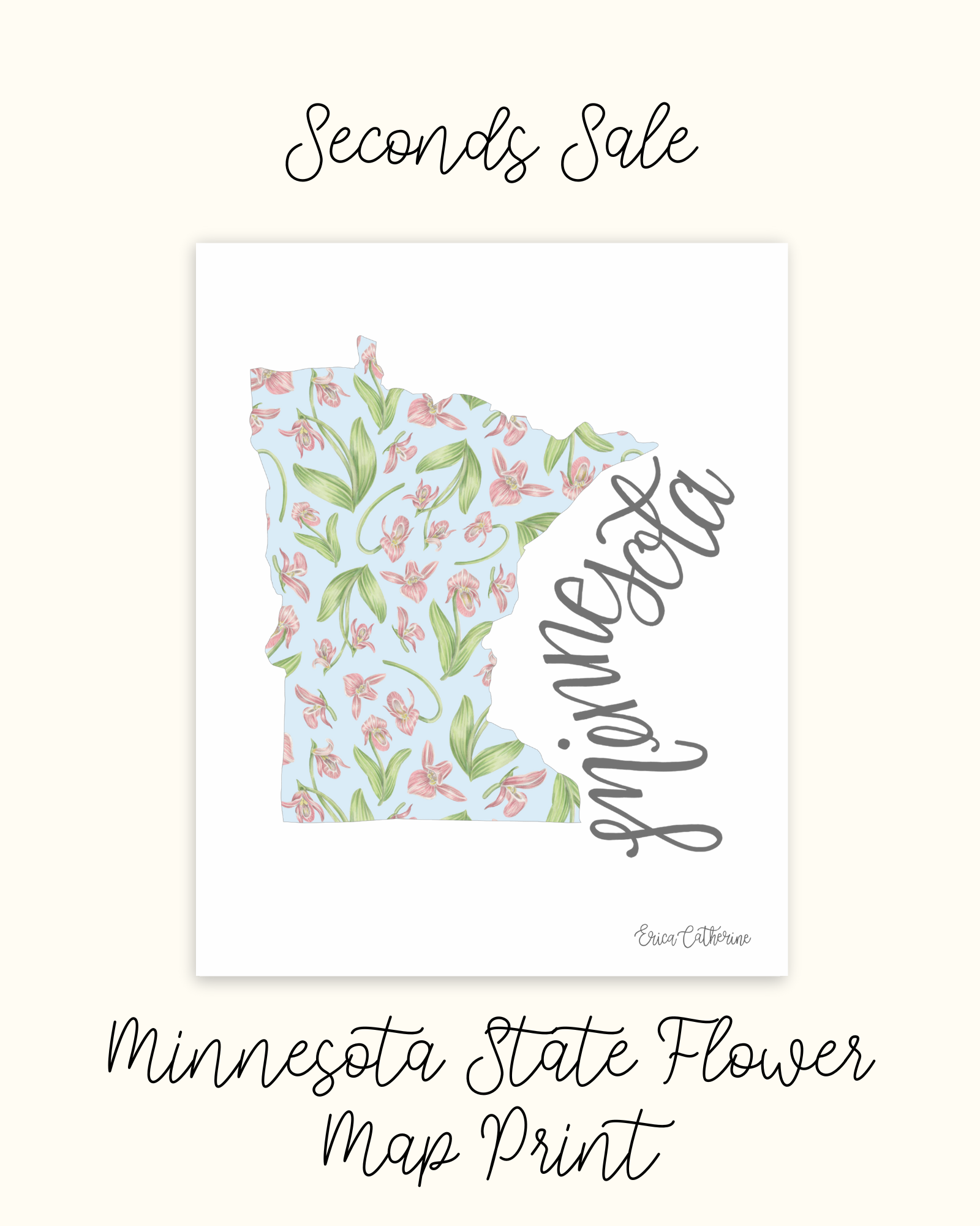Minnesota State Flower Map - Seconds Sale – Erica Catherine