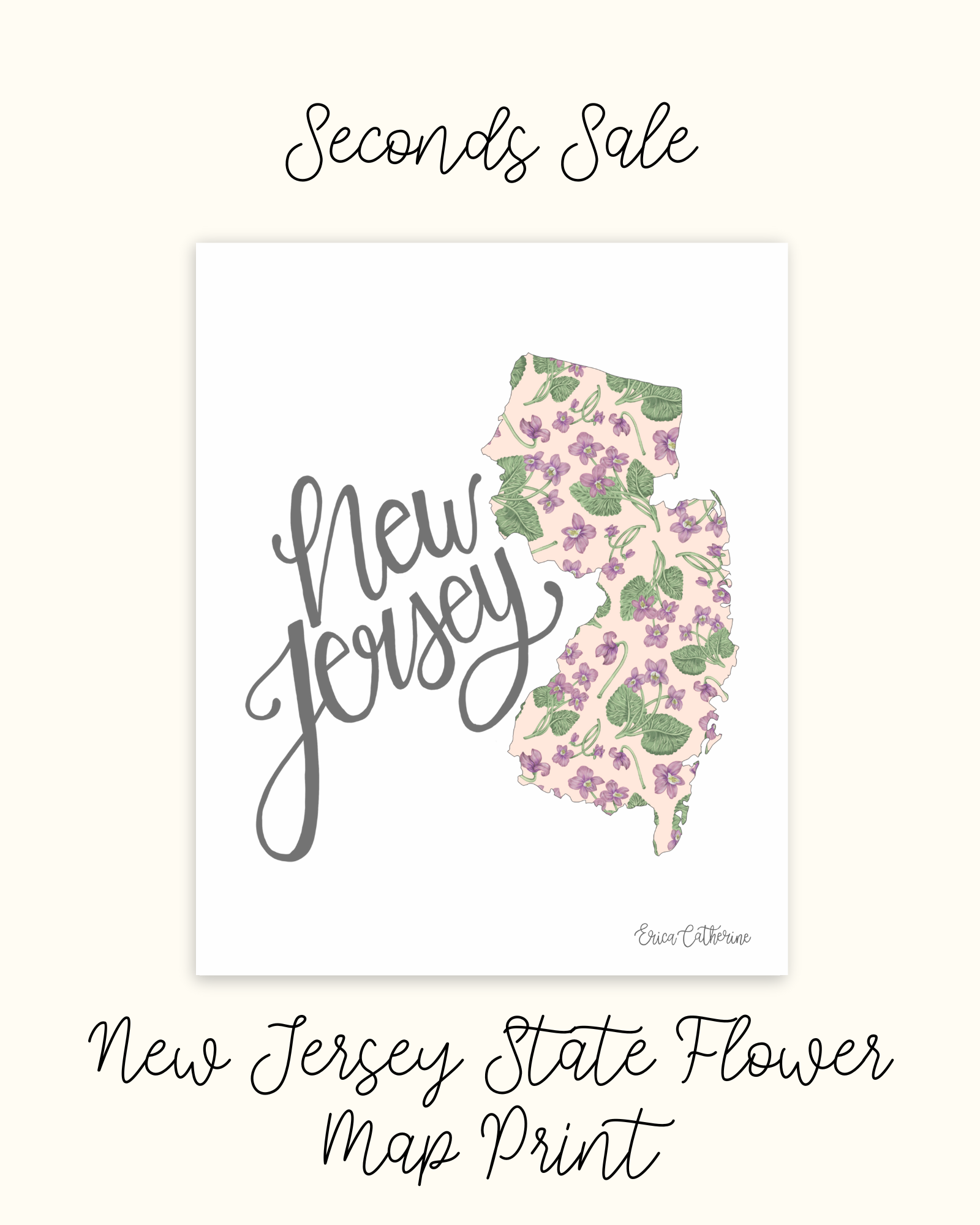New Jersey State Flower Map Print - Seconds Sale – Erica Catherine
