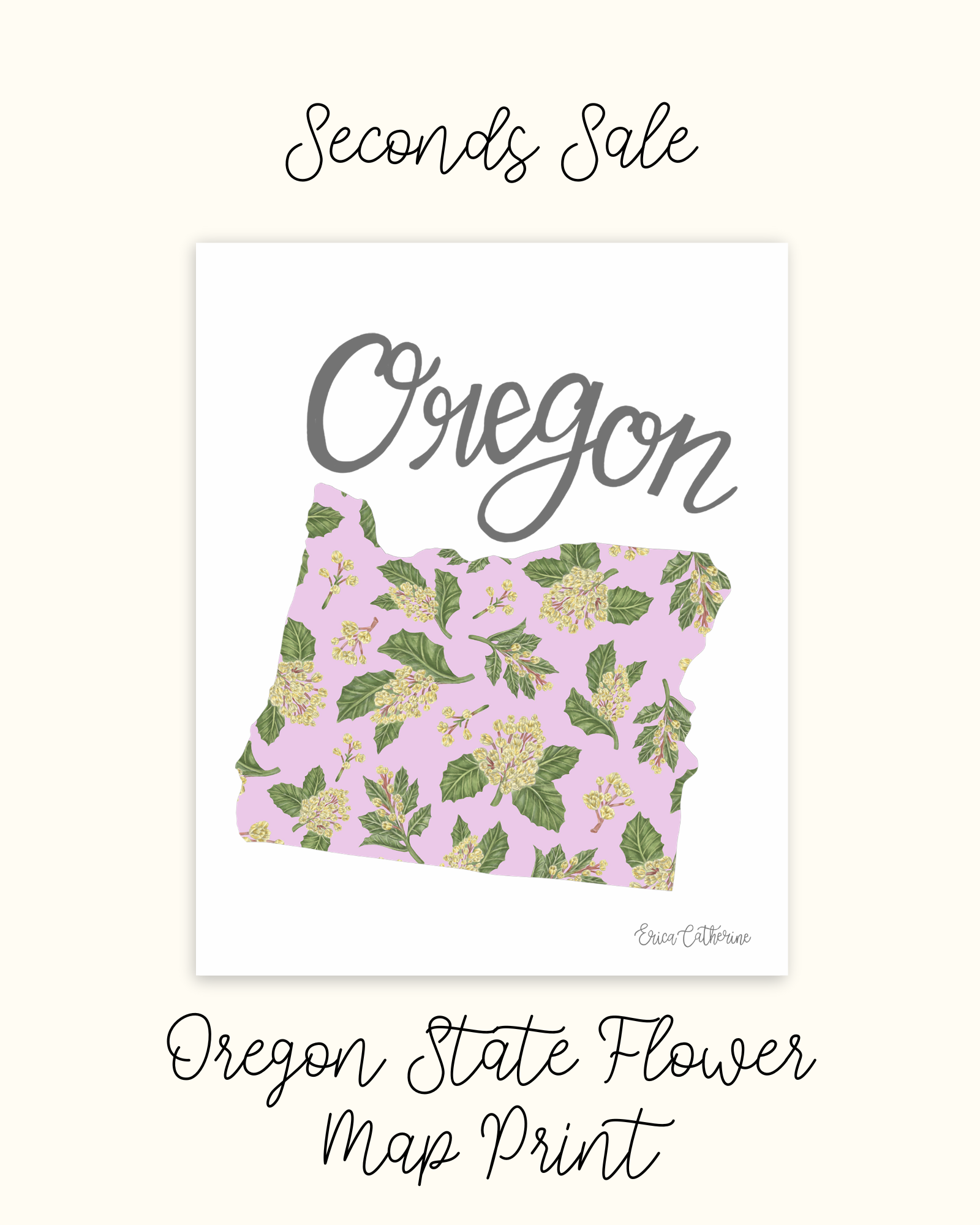 Oregon State Flower Map Print - Seconds Sale – Erica Catherine