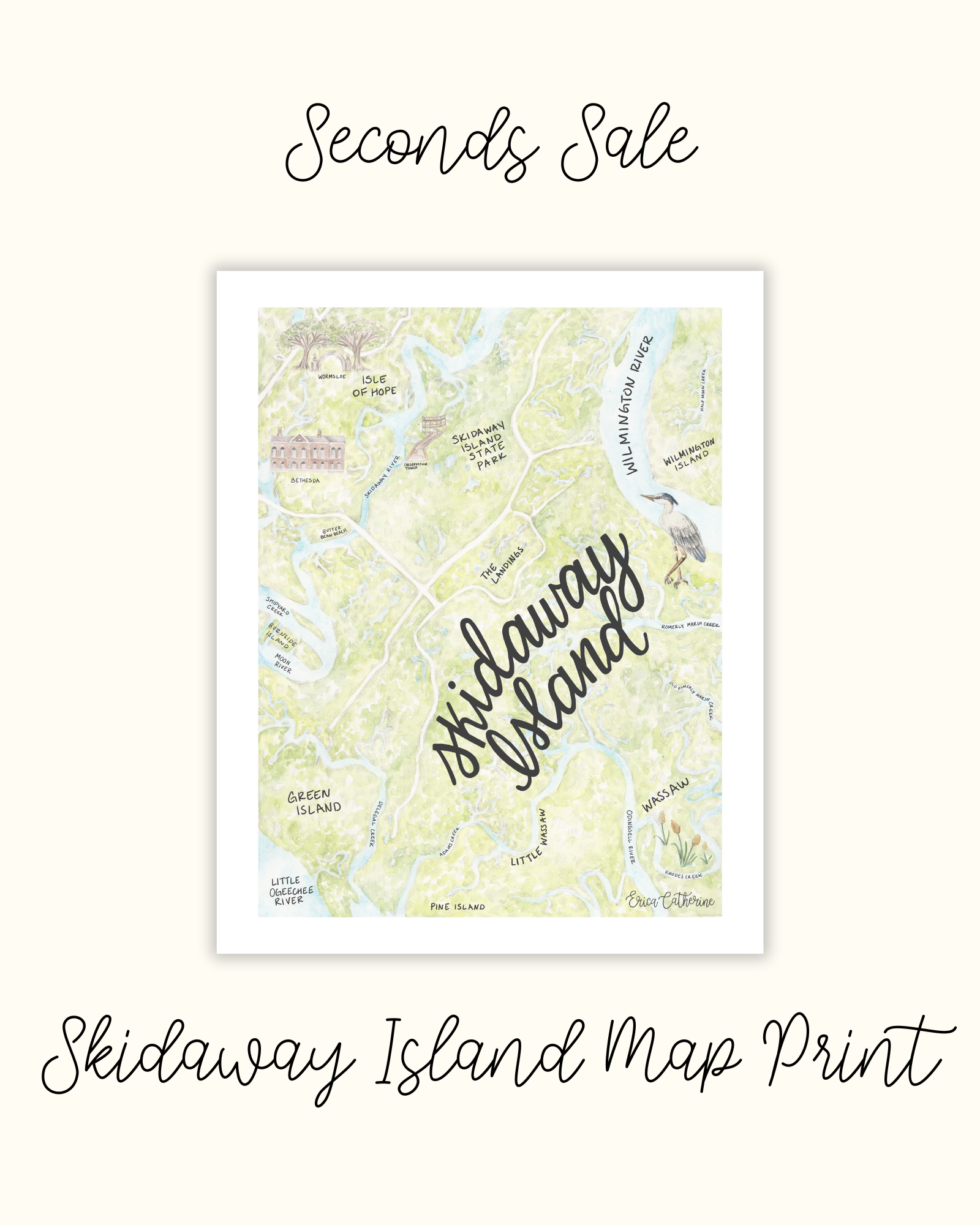 Skidway Island Map - Seconds Sale – Erica Catherine