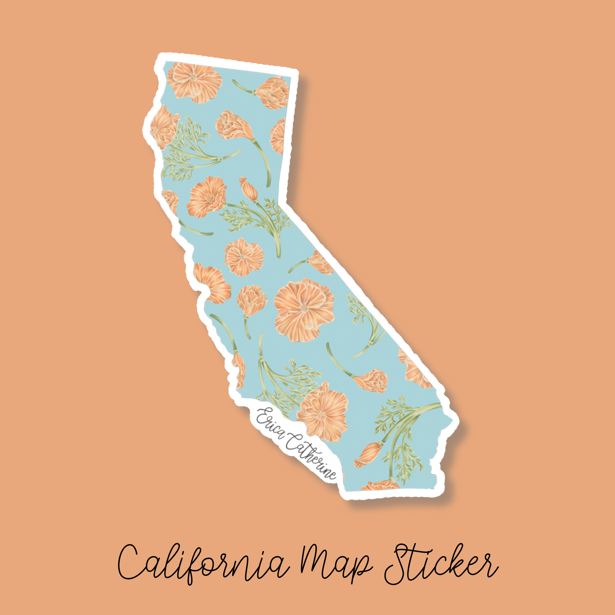 California State Flower Map Vinyl Sticker – Erica Catherine