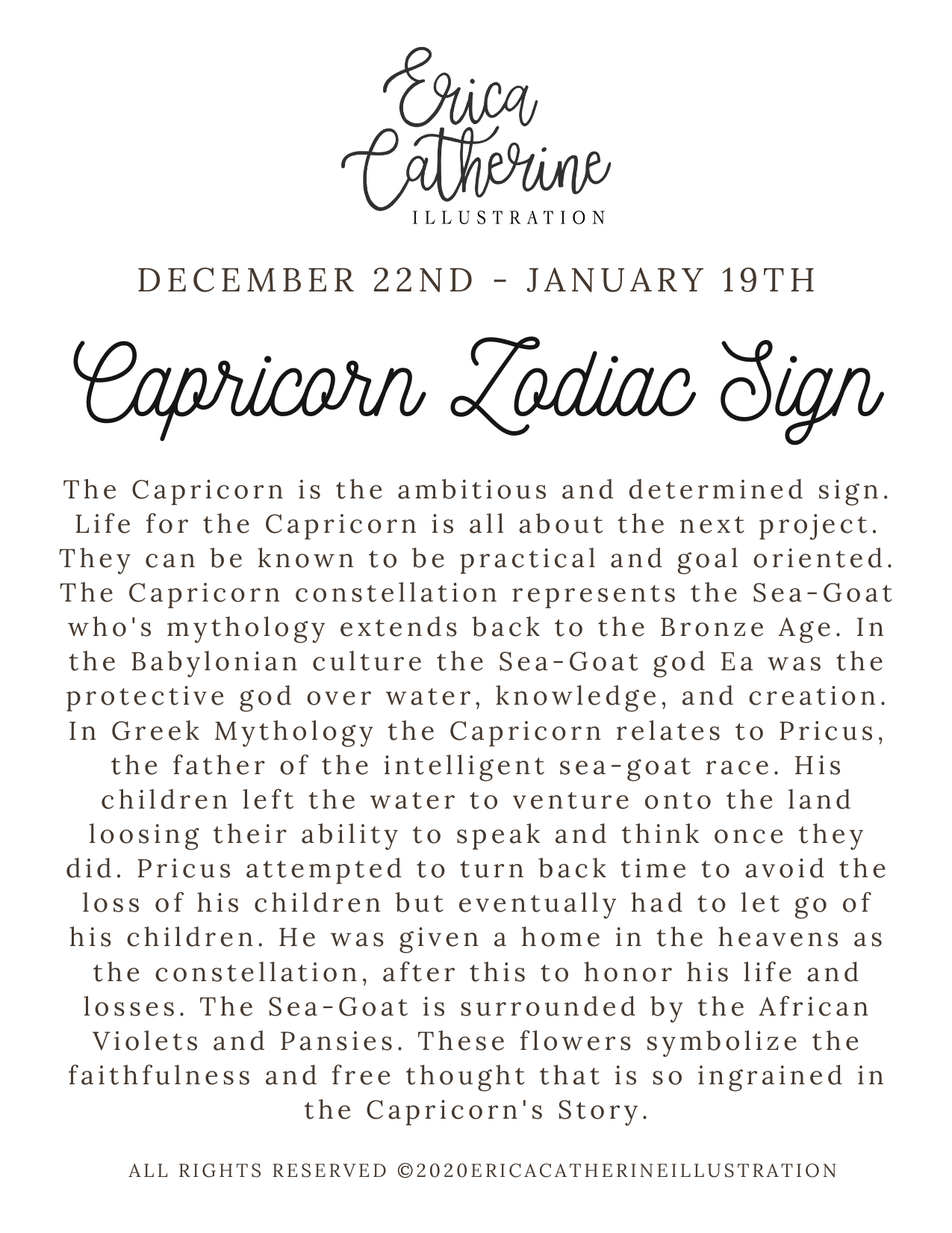 Capricorn Zodiac Sign Original Artwork – Erica Catherine