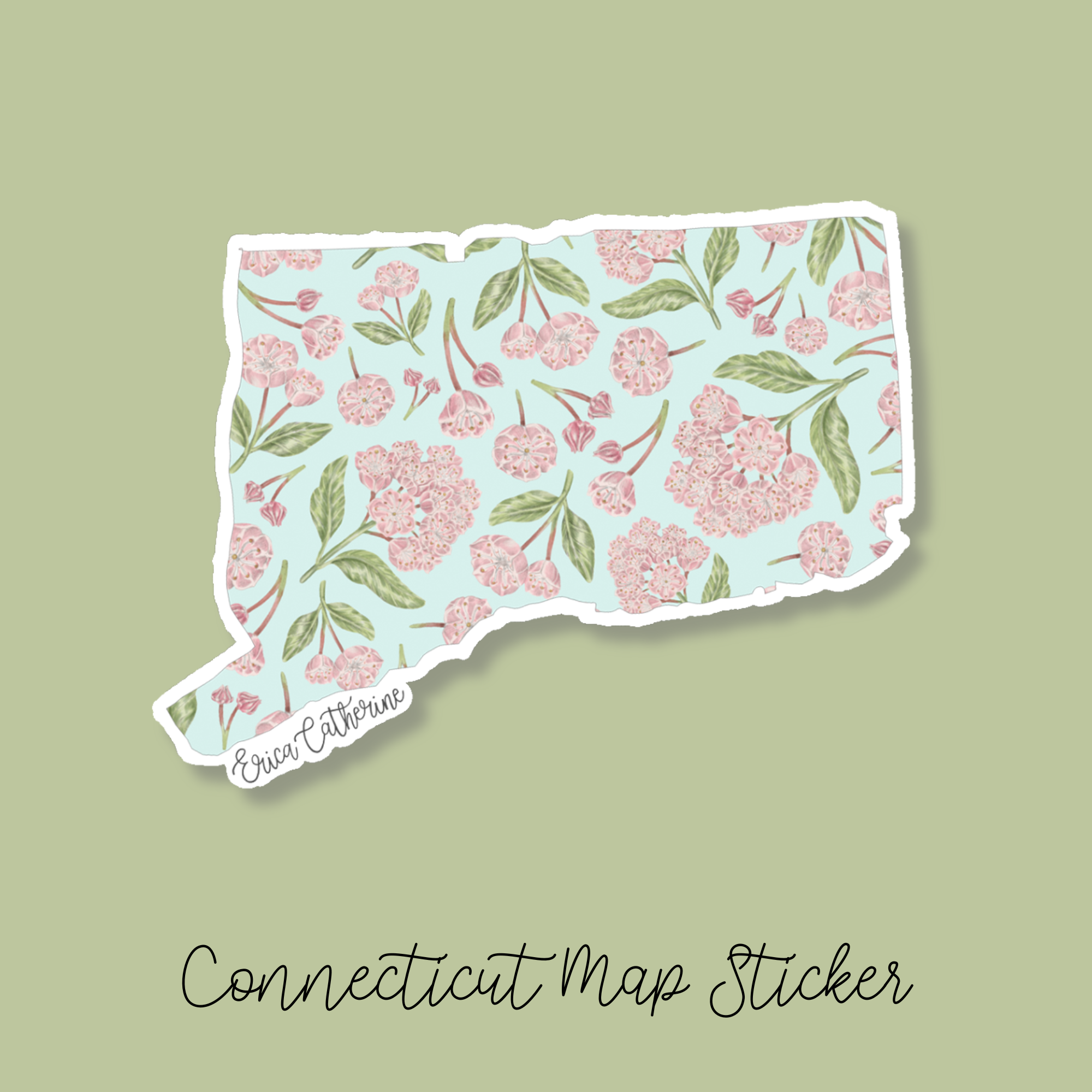 Connecticut State Flower Map Vinyl Sticker – Erica Catherine