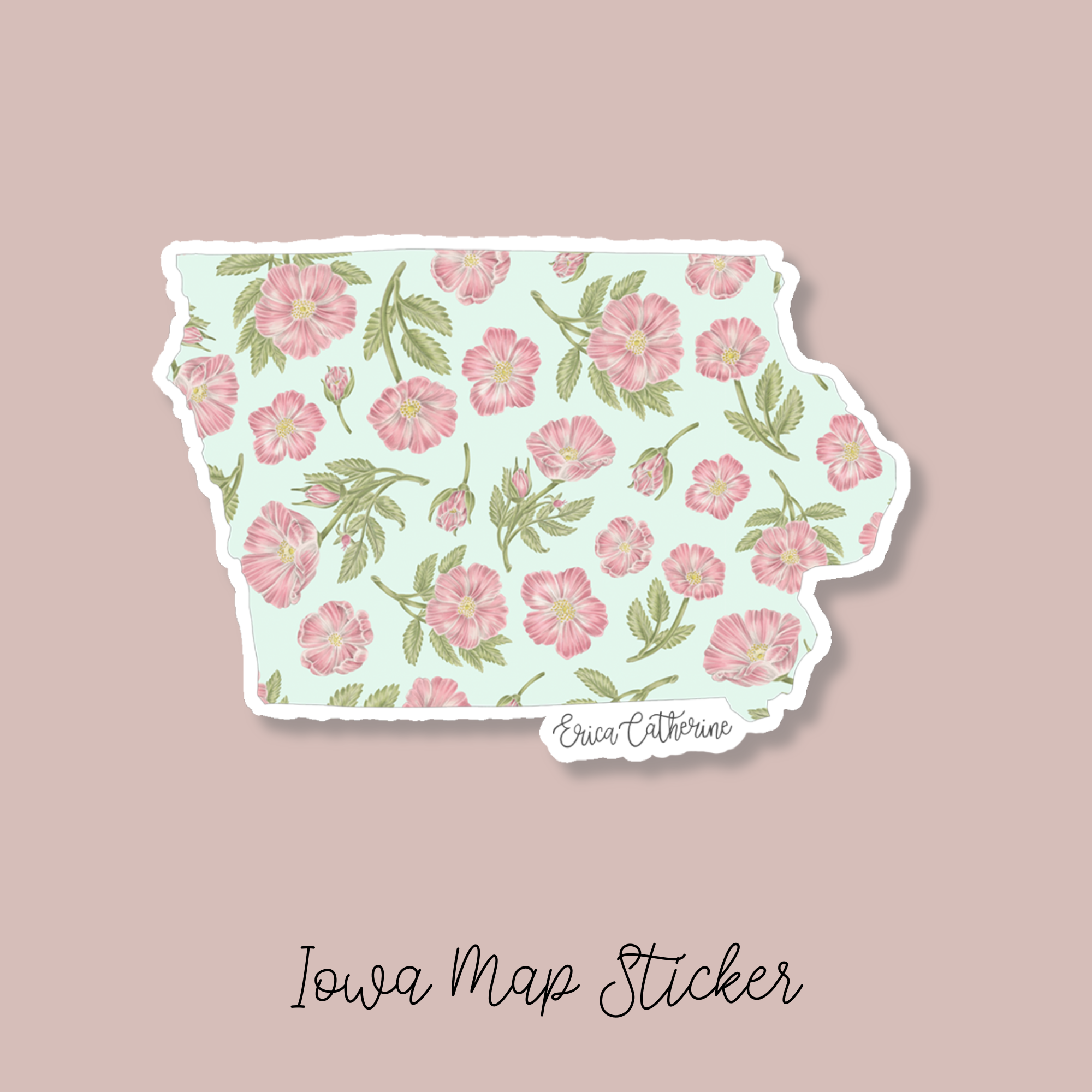 Iowa State Flower Map Vinyl Sticker – Erica Catherine