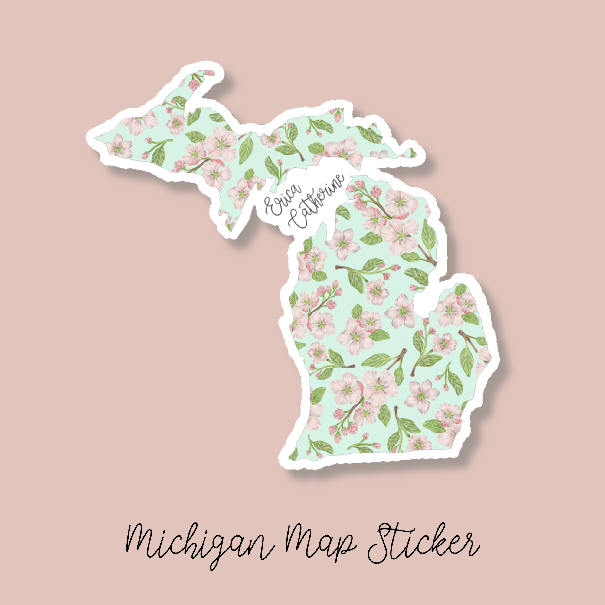 Michigan State Flower Map Vinyl Sticker – Erica Catherine