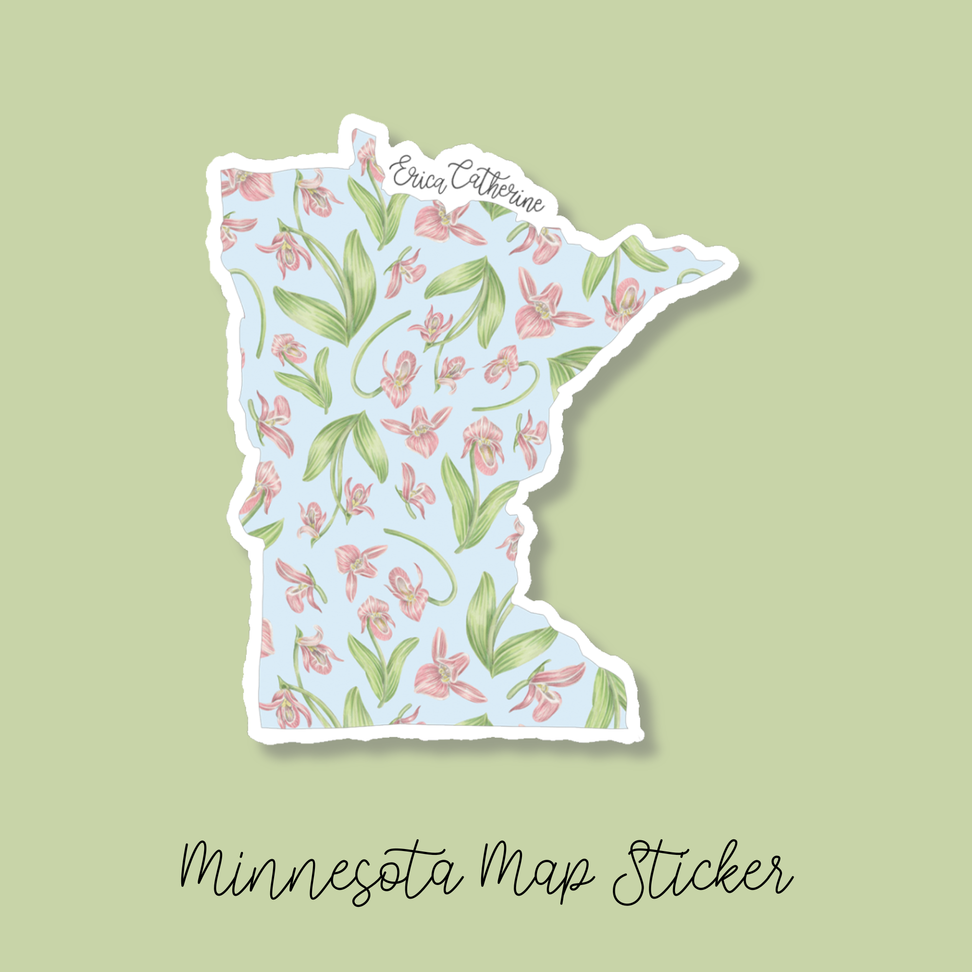 Minnesota State Flower Map Vinyl Sticker – Erica Catherine