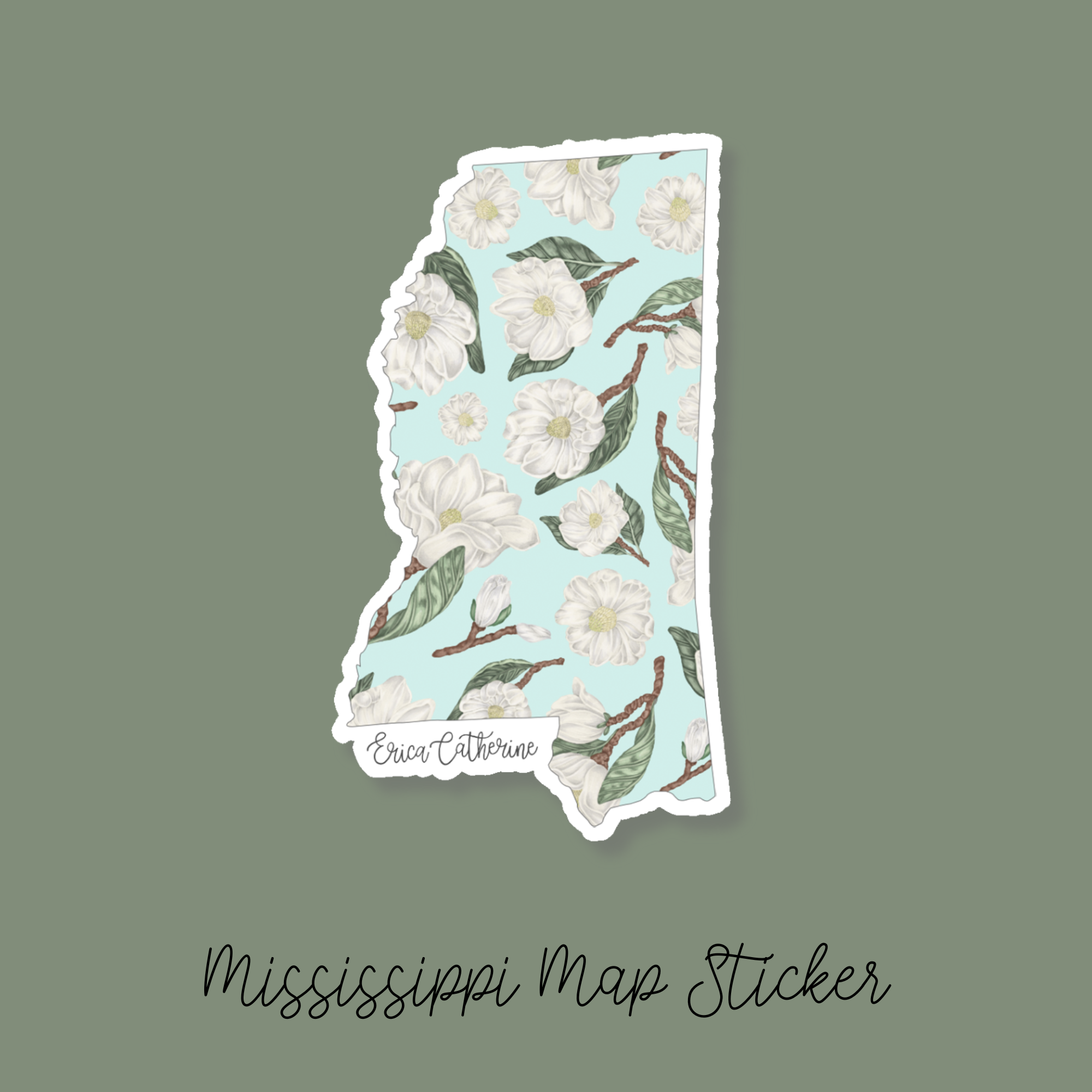 Mississippi State Flower Map Vinyl Sticker – Erica Catherine