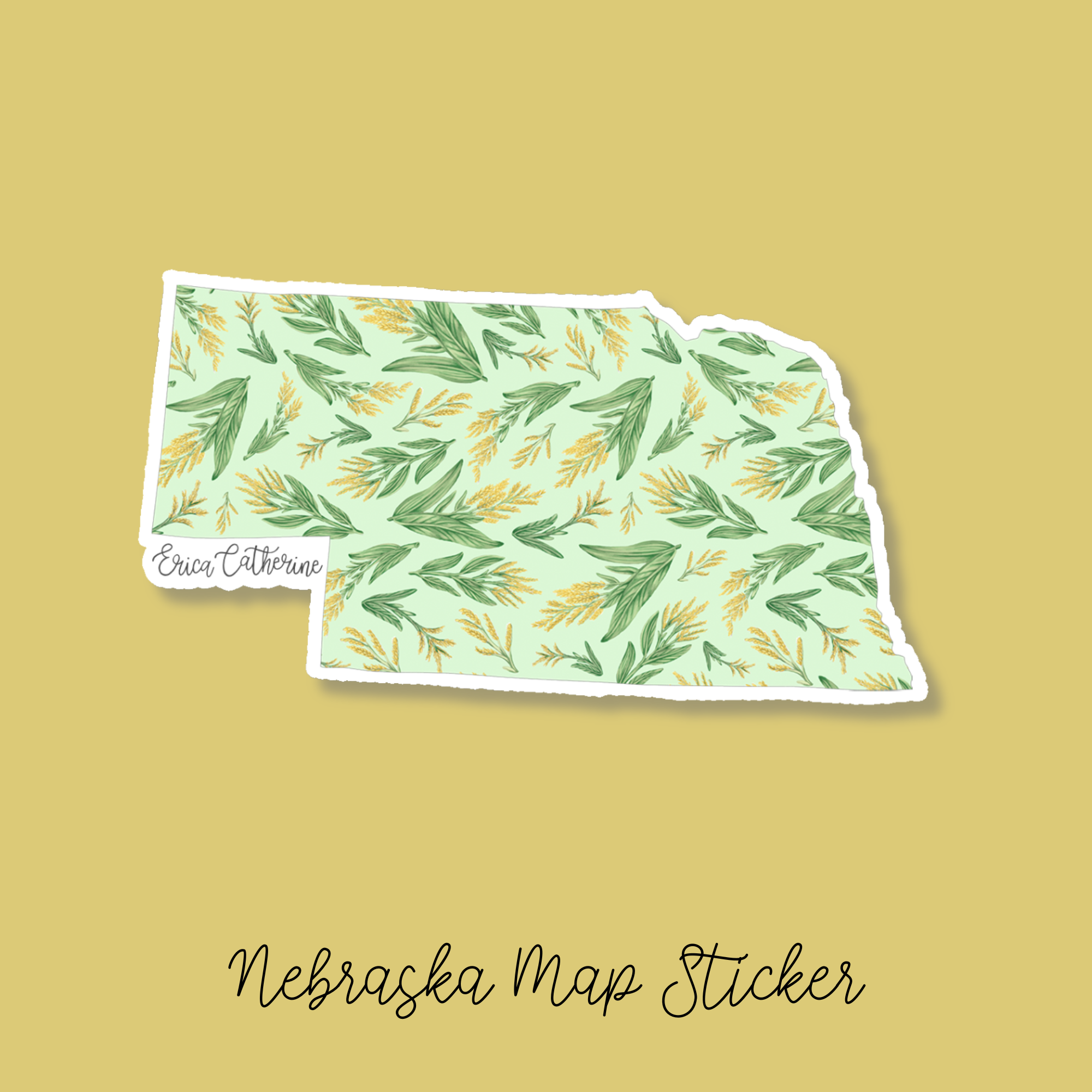 Nebraska State Flower Map Vinyl Sticker – Erica Catherine