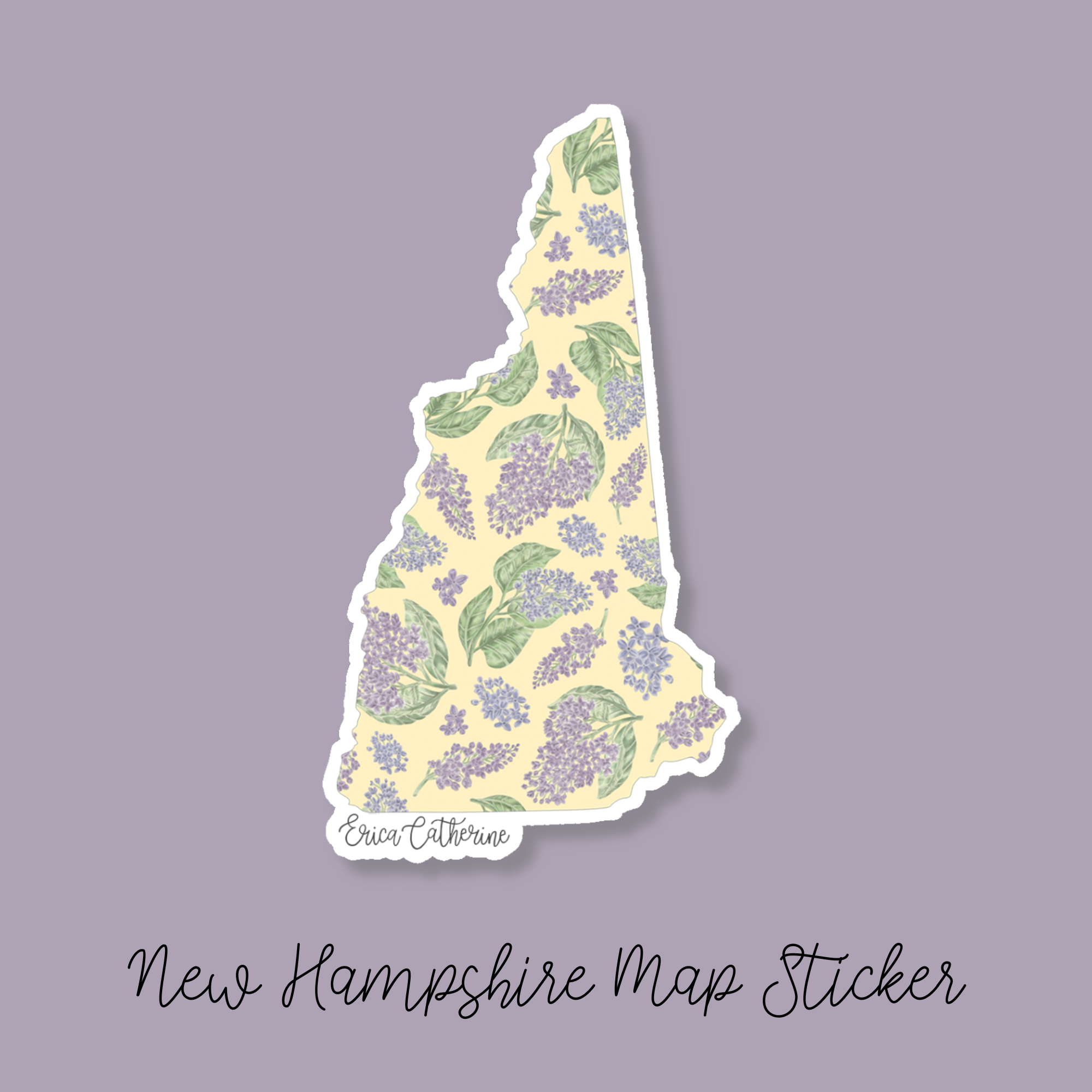 New Hampshire State Flower Map Vinyl Sticker – Erica Catherine