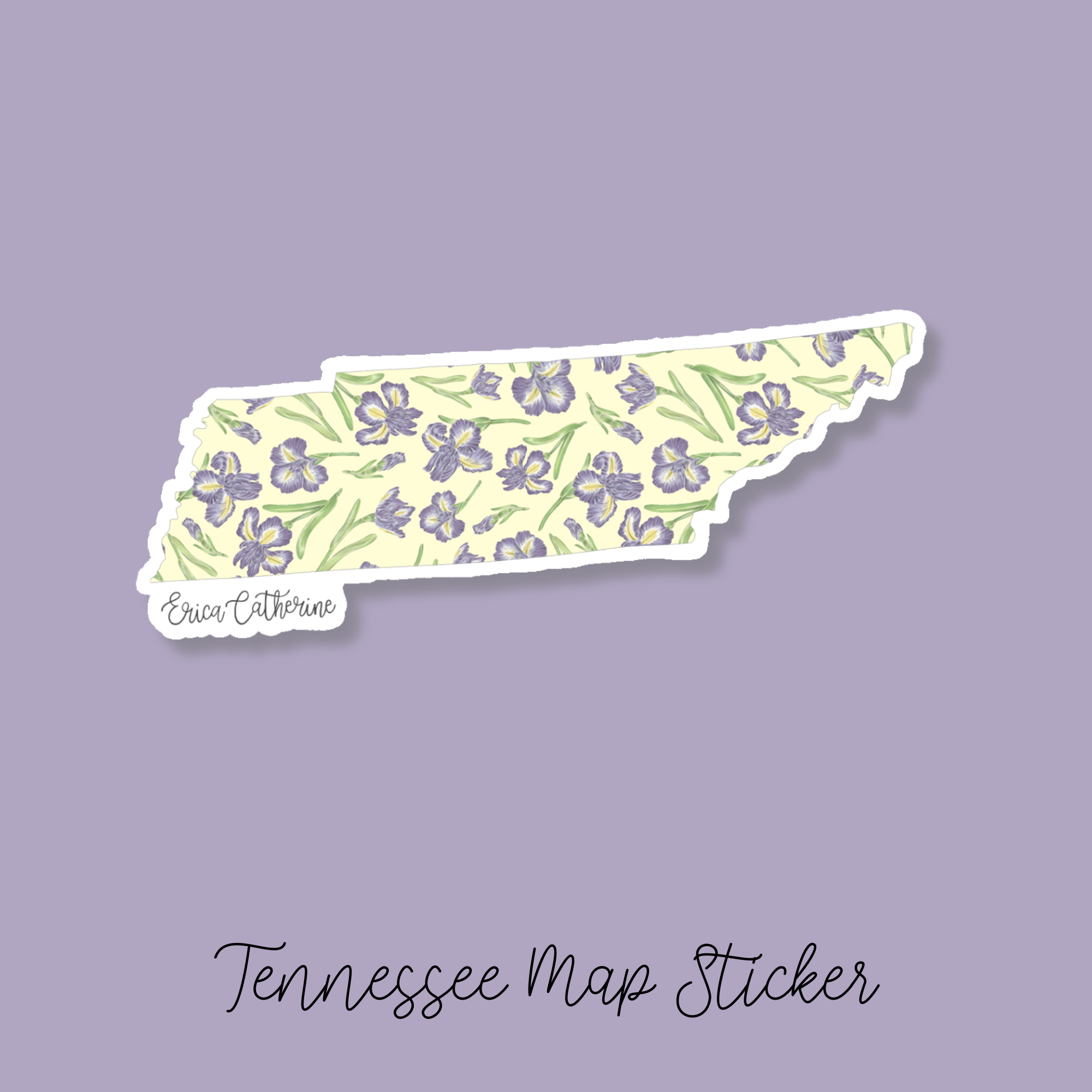 Tennessee State Flower Map Vinyl Sticker – Erica Catherine