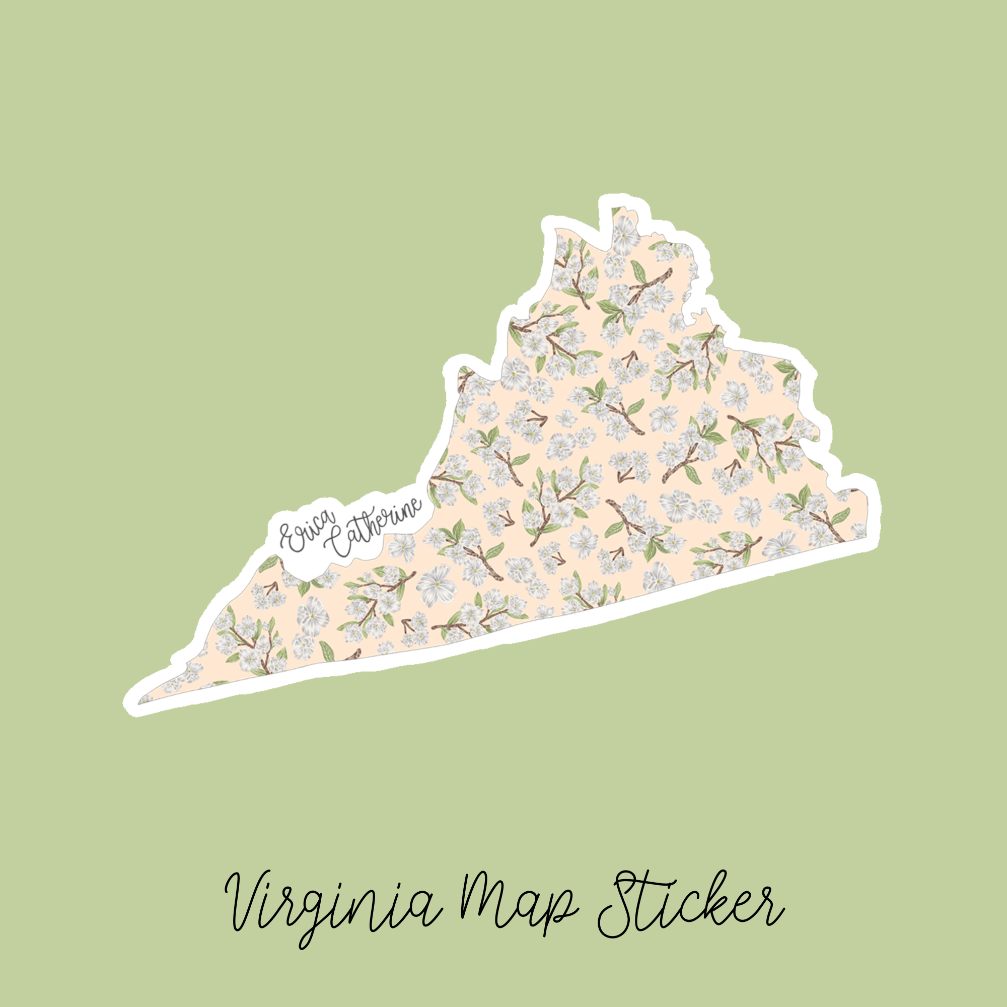 Virginia State Flower Map Vinyl Sticker – Erica Catherine