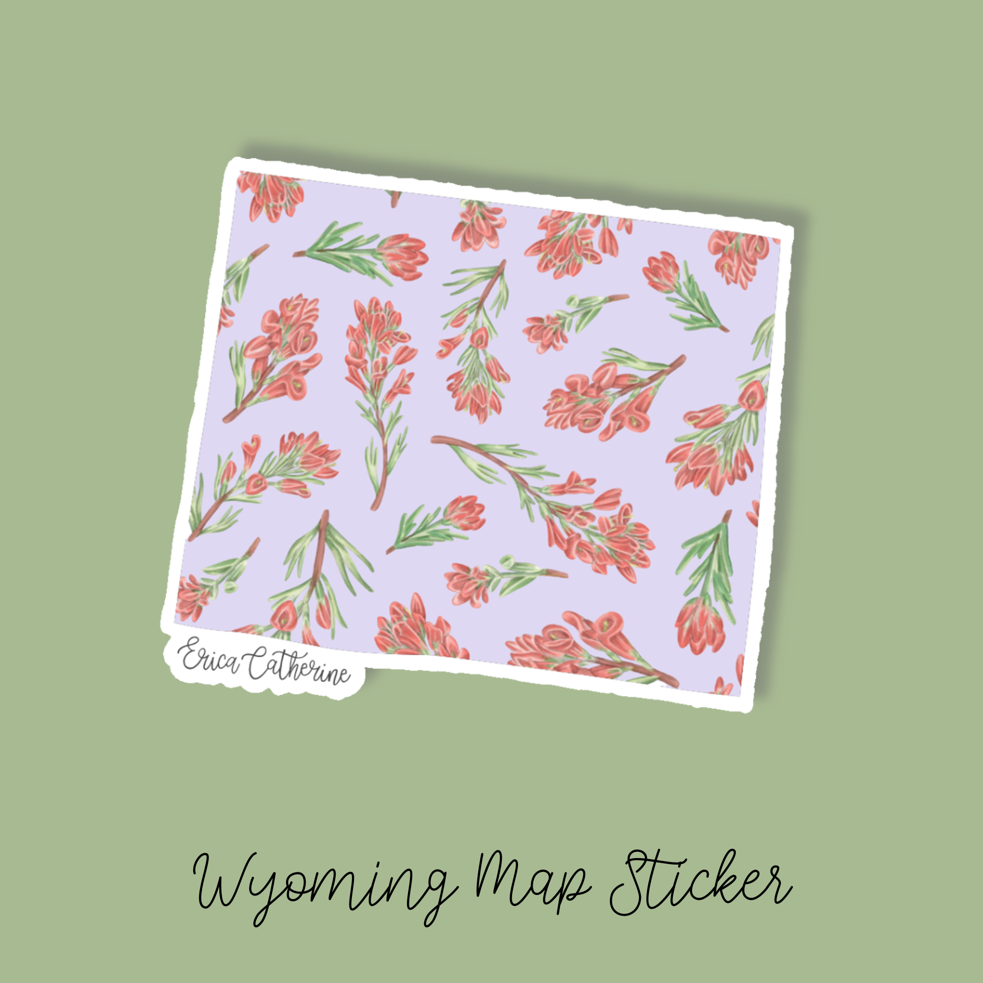 Wyoming State Flower Map Vinyl Sticker – Erica Catherine